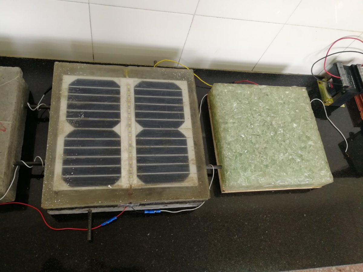 Photovoltaic pavement based on transparent resin-concrete protective ...