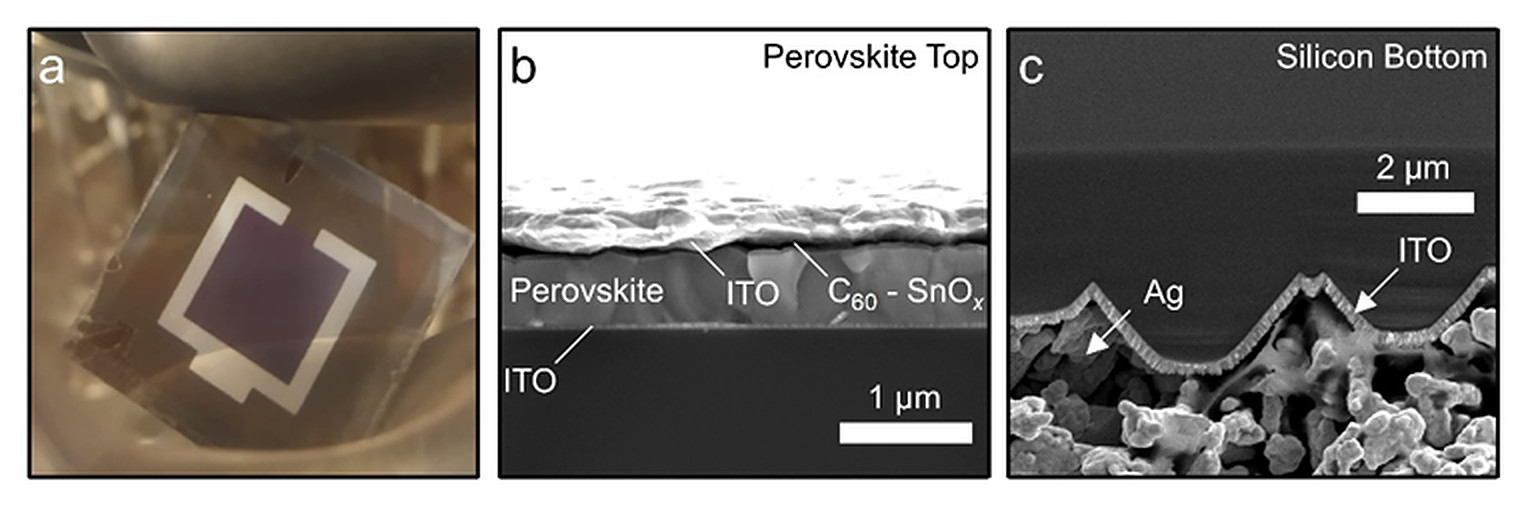 New design for 2T perovskite-silicon tandem solar cells with 24.6% ...