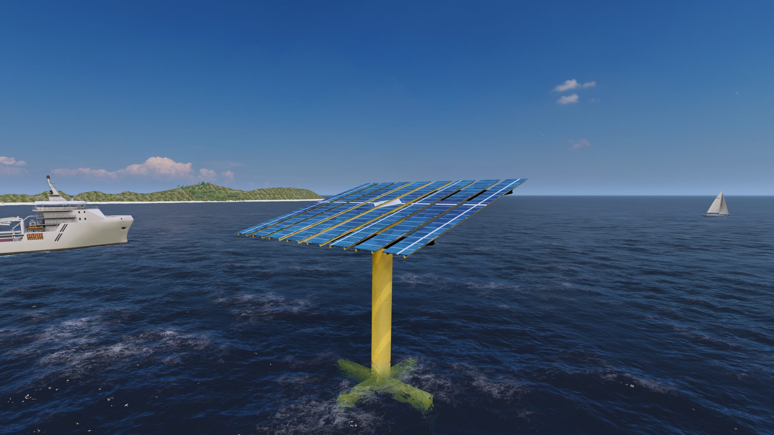 Offshore floating PV system based on dual-axis tracker, tension leg ...