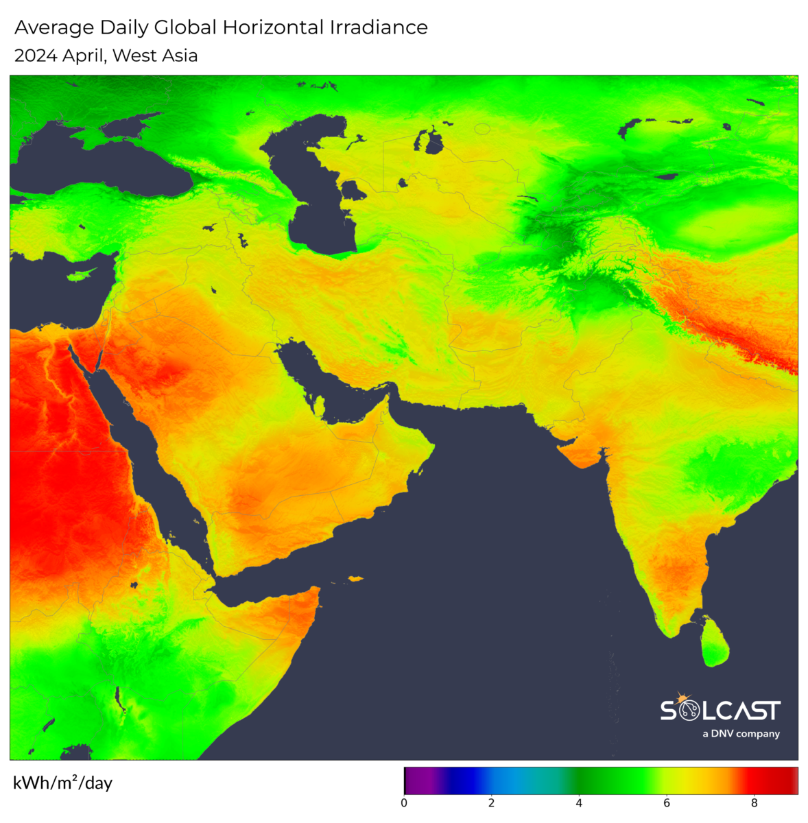 April sees mixed irradiance during extreme weather around the Arabian ...