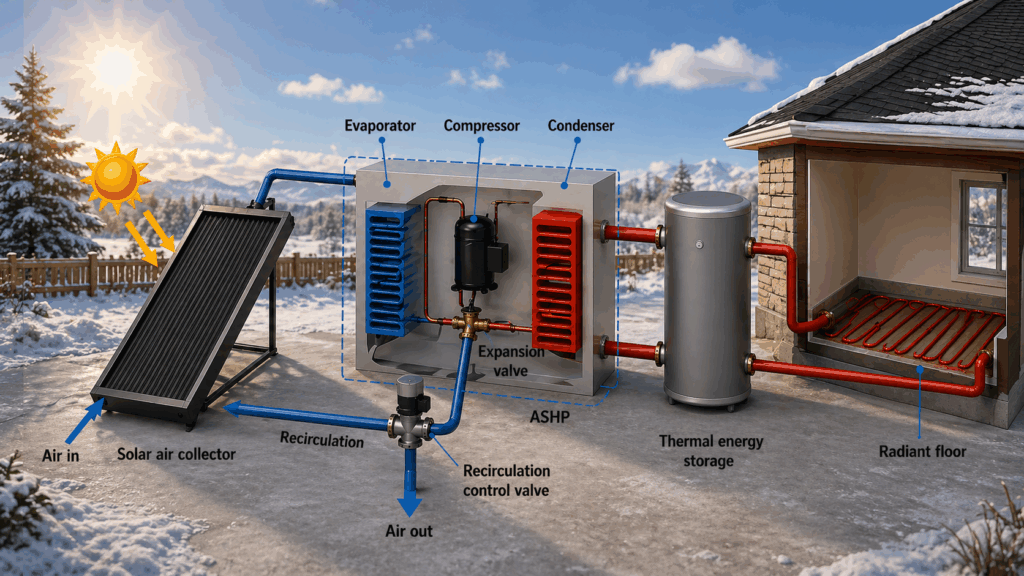 Solar-assisted air-source heat pump for radiant floor heating - pv ...